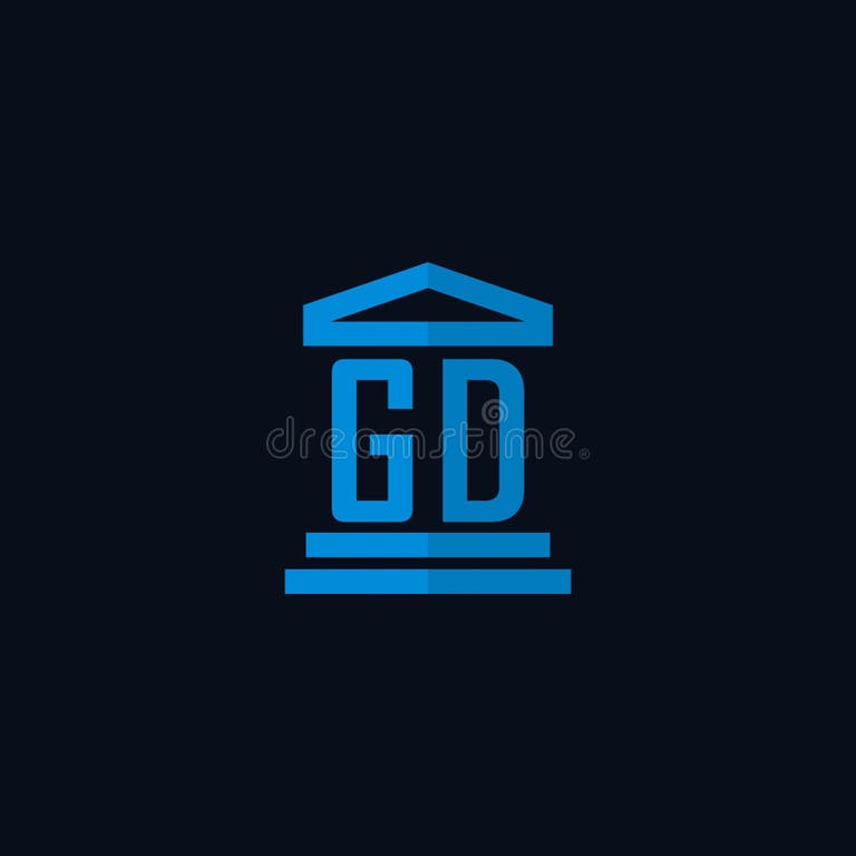 GD Initial Logo Monogram with Simple Courthouse Building Icon Design ...