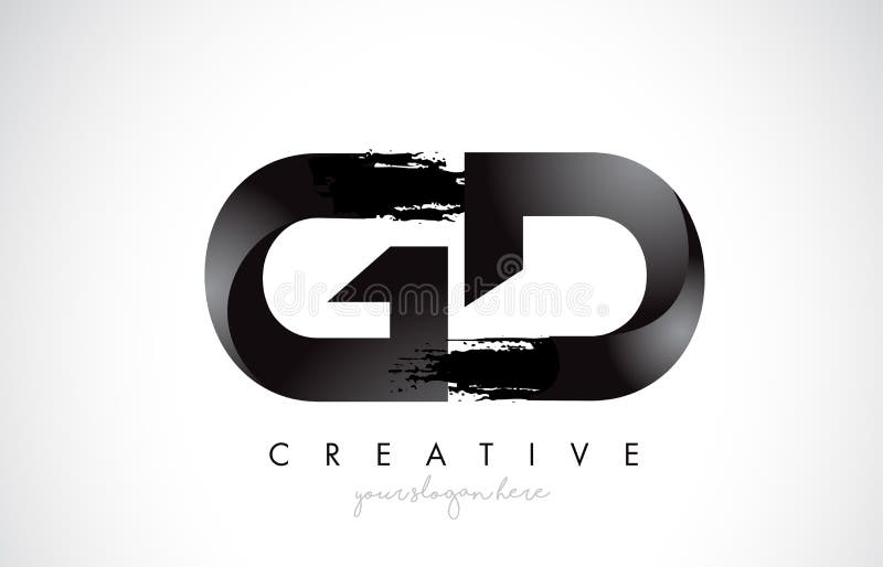 GD Letter Design with Brush Stroke and Modern 3D Look Stock Vector ...