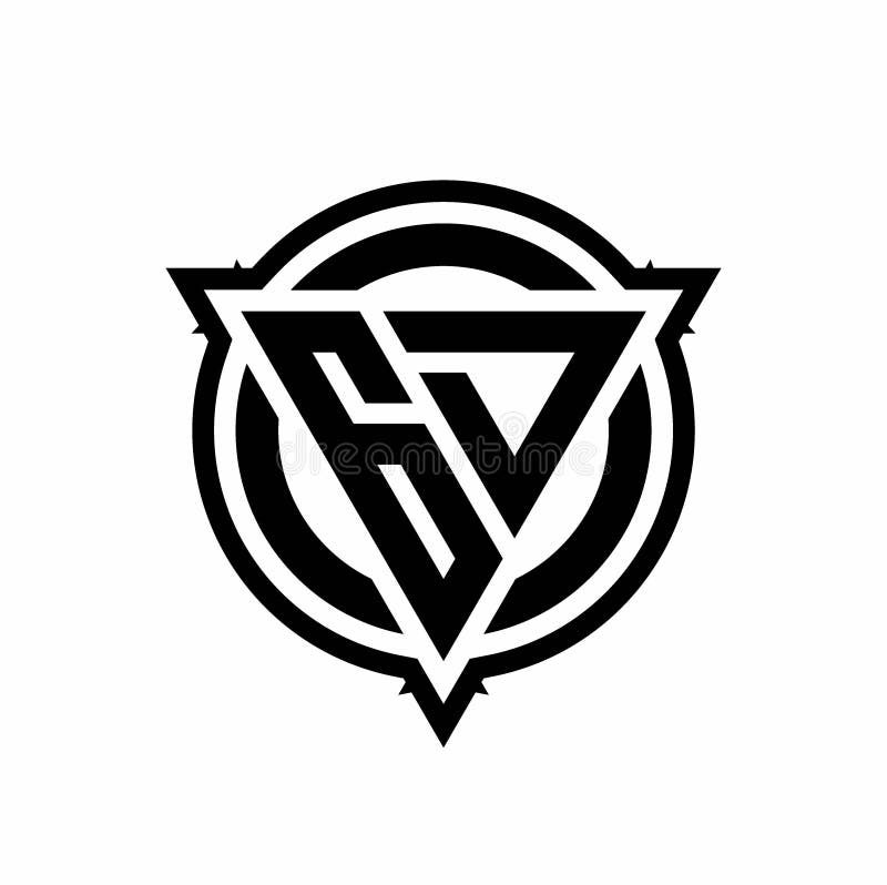 GD Logo with Triangle Shape and Circle with Outline Rounded Design ...