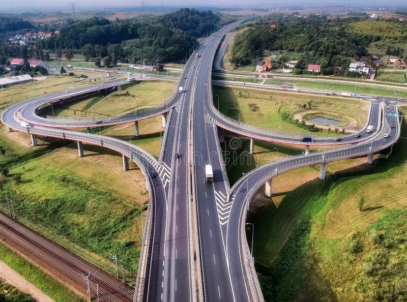 Gdansk Bypass Road from Above Stock Image - Image of infrastructure ...