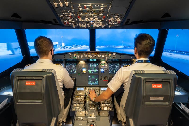 Interior of Modern Flight Simulator for the Training of the Pilots ...