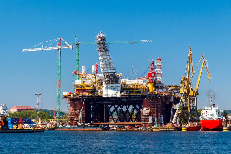 Gdansk. Shipyards in the Seaport Stock Photo - Image of pipes, columns ...