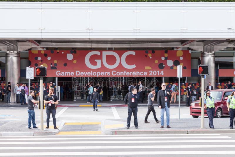 GDC 2014 entrance and logo editorial photography. Image of console ...