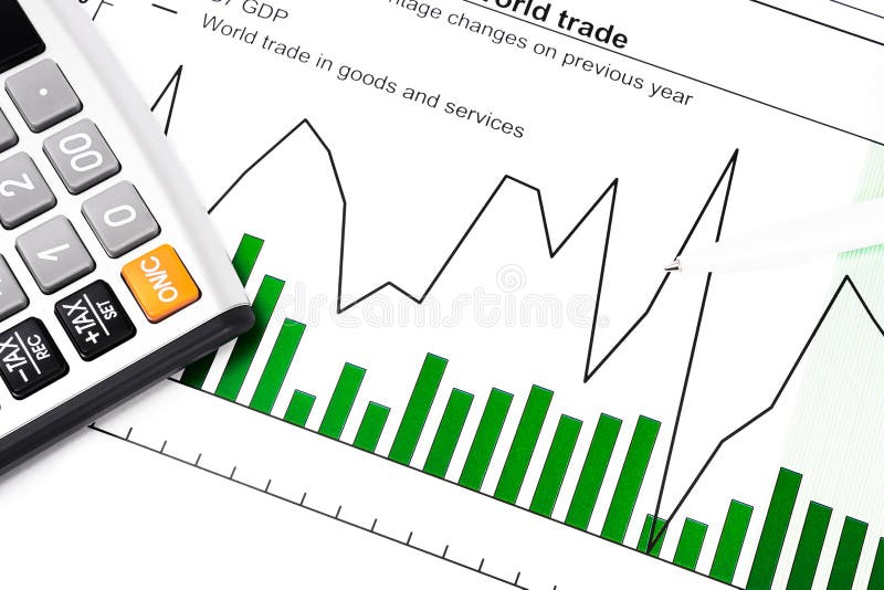 GDP and Data Report - Chart, Calculator and Ball-pen Stock Image ...