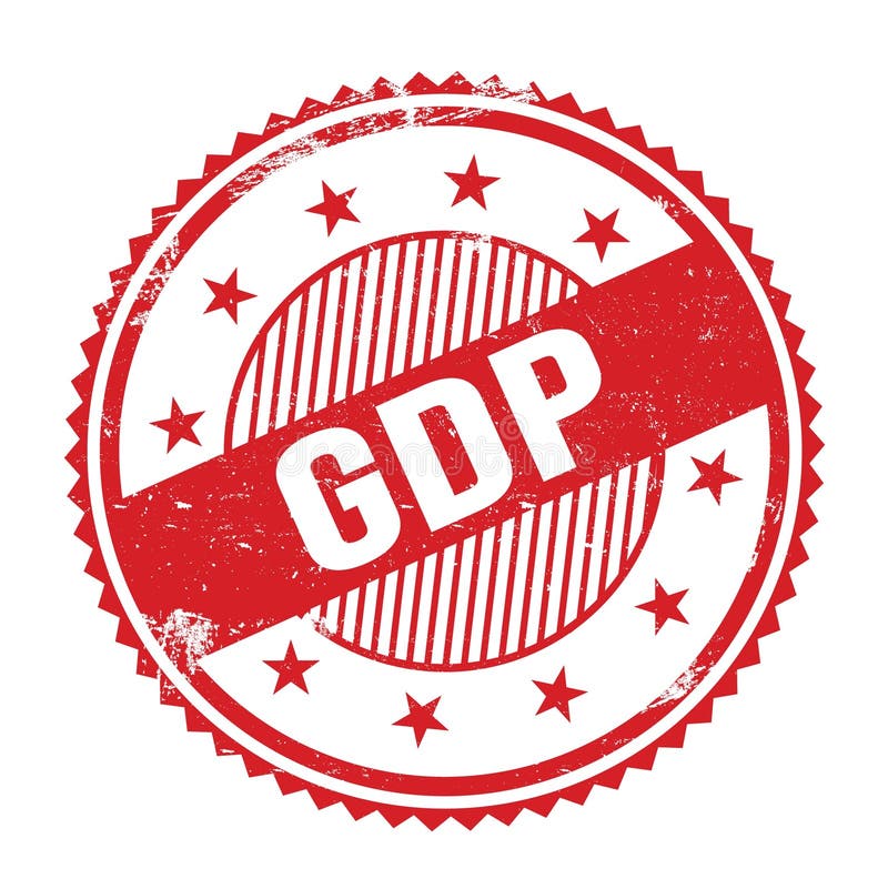 GDP Text Written on Red Grungy Round Stamp Stock Illustration ...