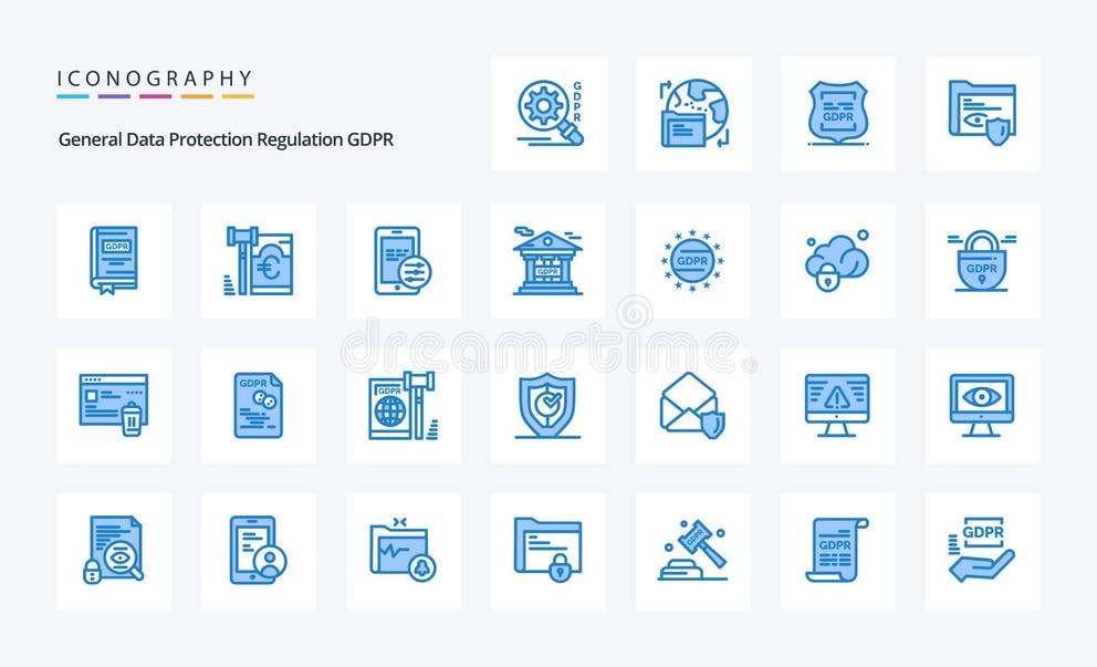 25 Gdpr Blue icon pack stock vector. Illustration of secure - 264522417