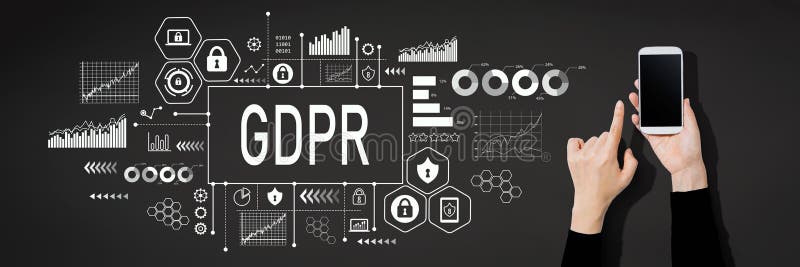 GDPR Concept with Person Using a Smartphone Stock Illustration ...