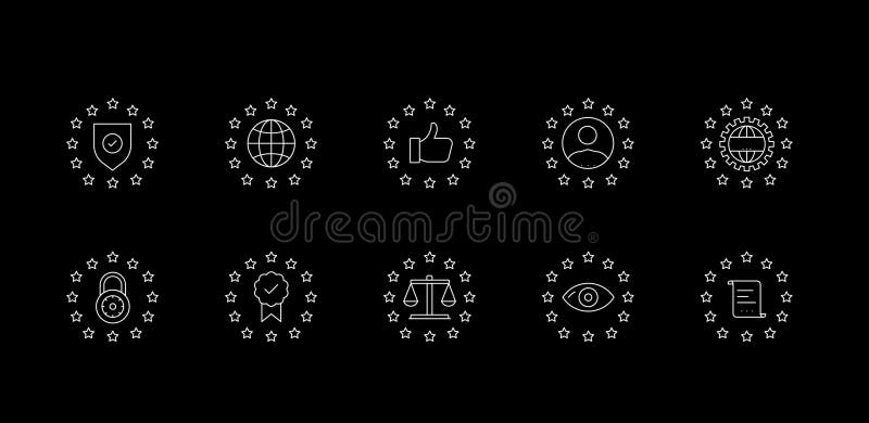 GDPR Concepts Icon Set: Privacy Regulation Symbols. Stock Vector ...