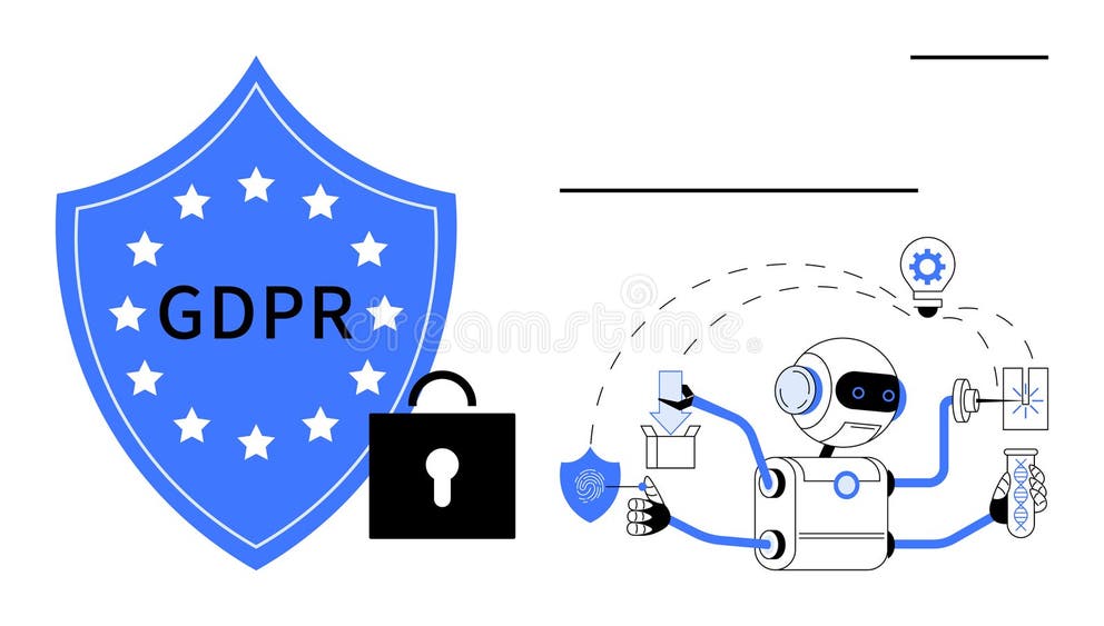 GDPR Data Privacy Concept Featuring Robot Handling Information and ...