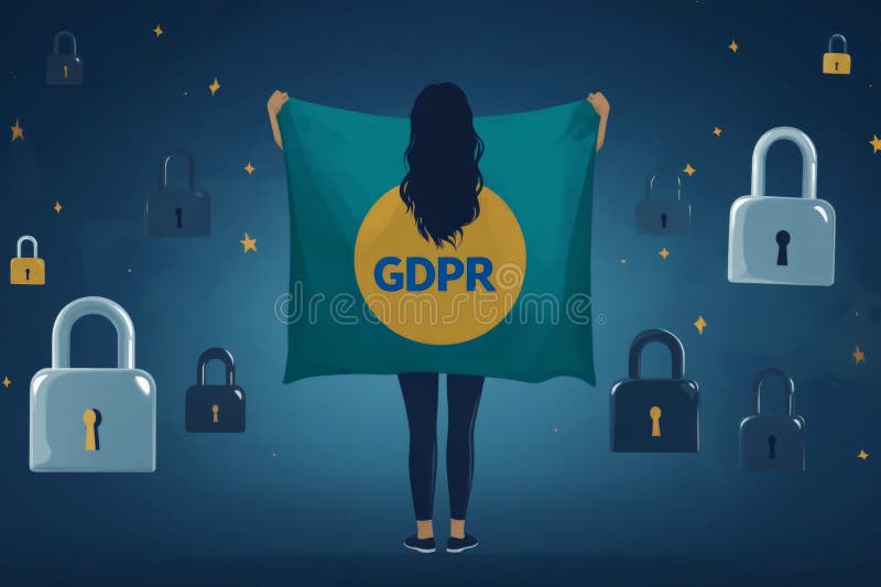 GDPR Digital Compliance Concept Showing Person Holding Large Secured ...