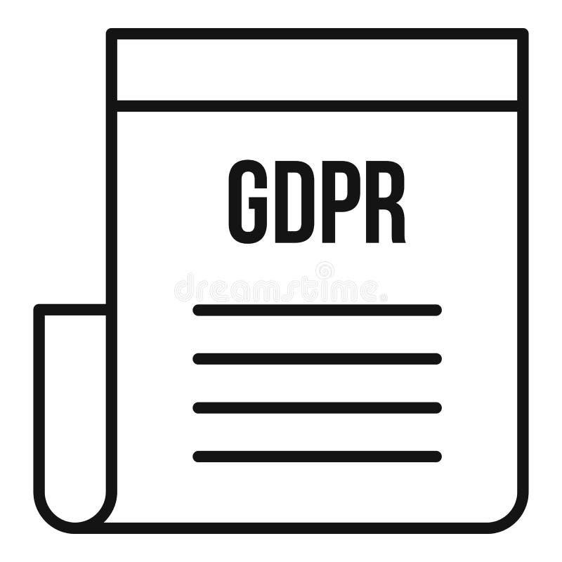GDPR Document Icon, Outline Style Stock Vector - Illustration of thin ...