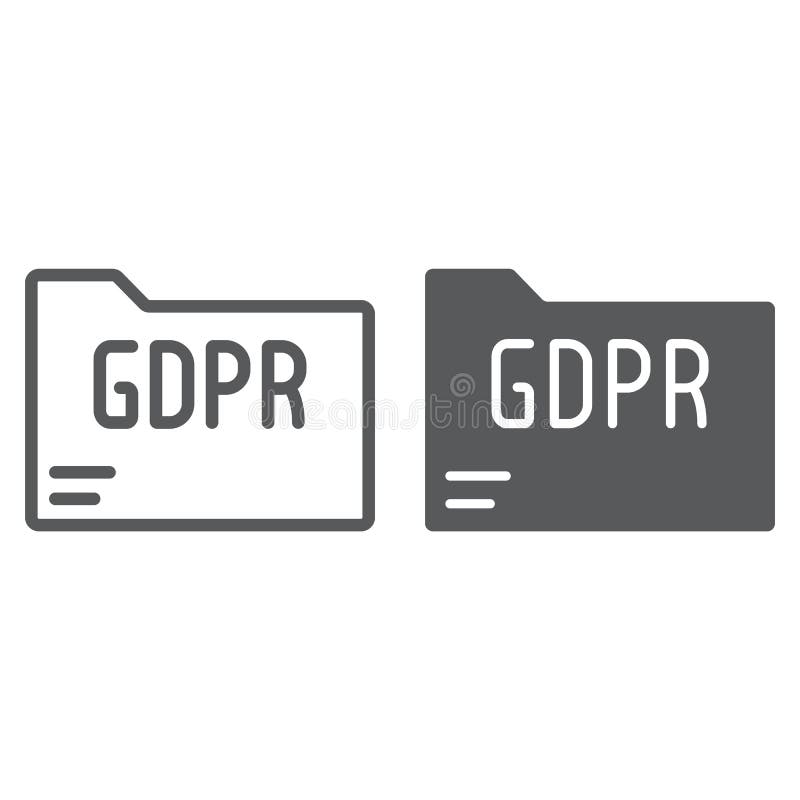 Gdpr Folder Thin Line Icon, Information and Document, File Sign, Vector ...