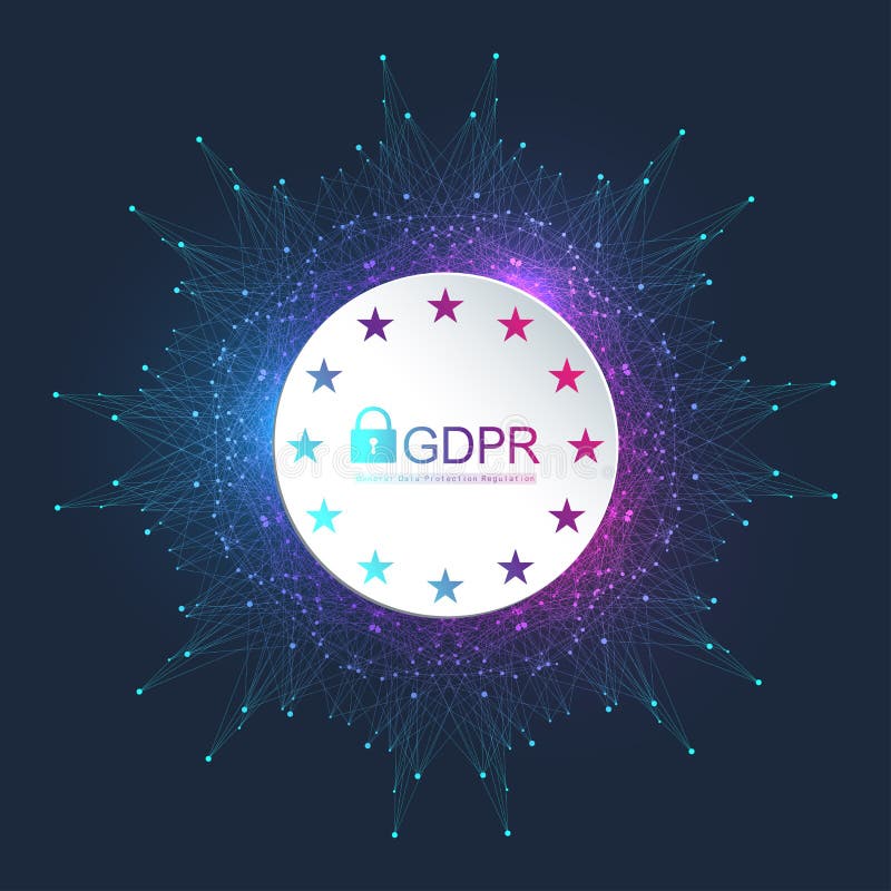 GDPR - General Data Protection Regulation. Dotted Europe Map and Flag ...