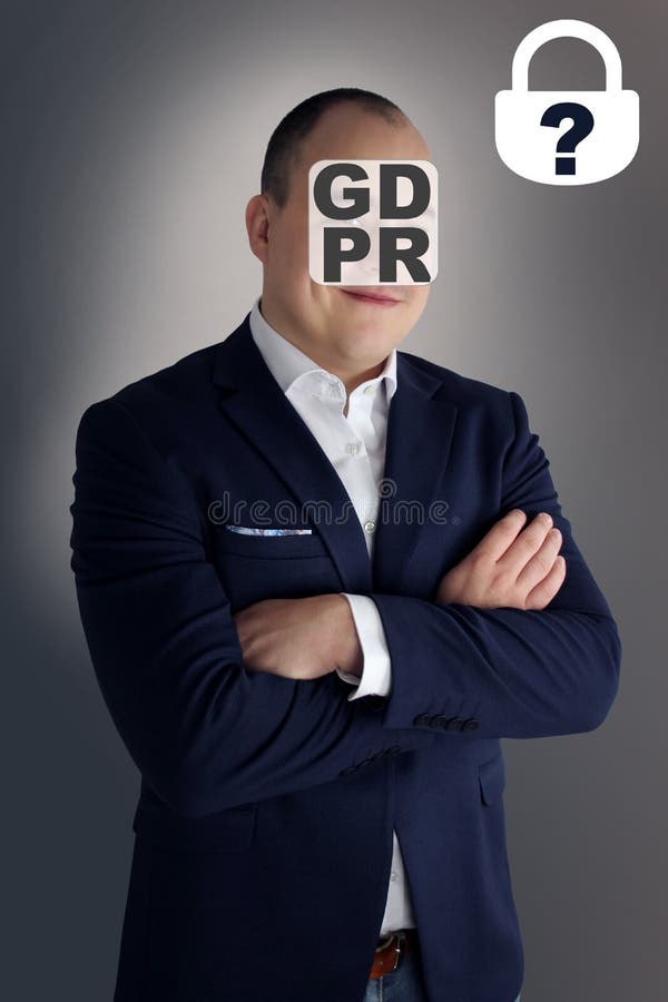 GDPR, General Data Protection Regulation on the Face of a Man in a ...