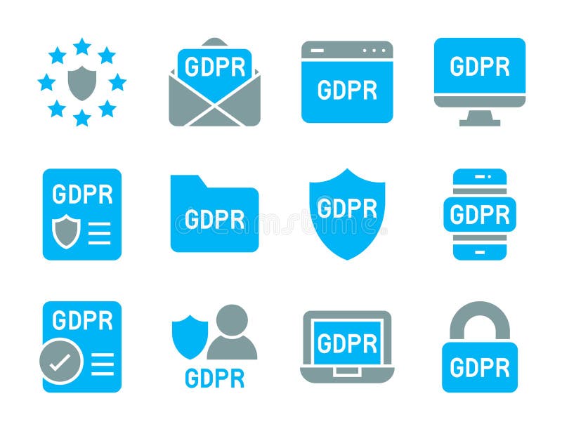 GDPR General Data Protection Regulation Icon Set, Flat Style Stock ...