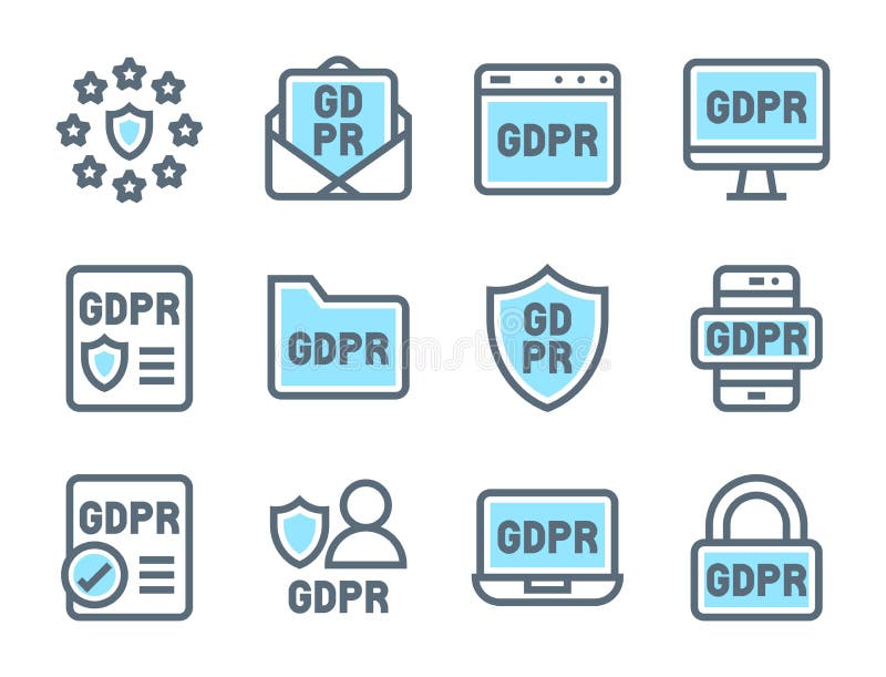 GDPR General Data Protection Regulation Icon Set, Two Tone Color Stock ...