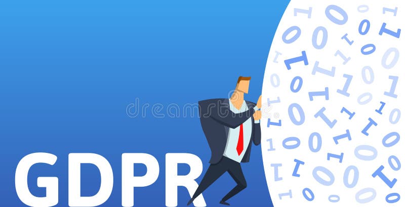 GDPR, General Data Protection Regulation. Man Pushing Massive Digital ...
