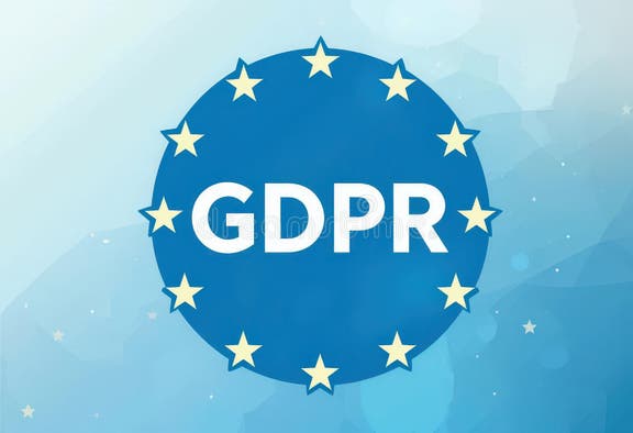 GDPR in Gradient Soft Blue Background, Circle of Stars Illustrative Data Protection Visual with ...