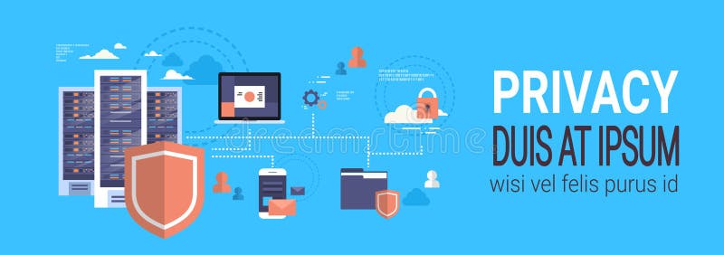 GDPR Isometric Infographic Data Privacy on Blue Background Network ...