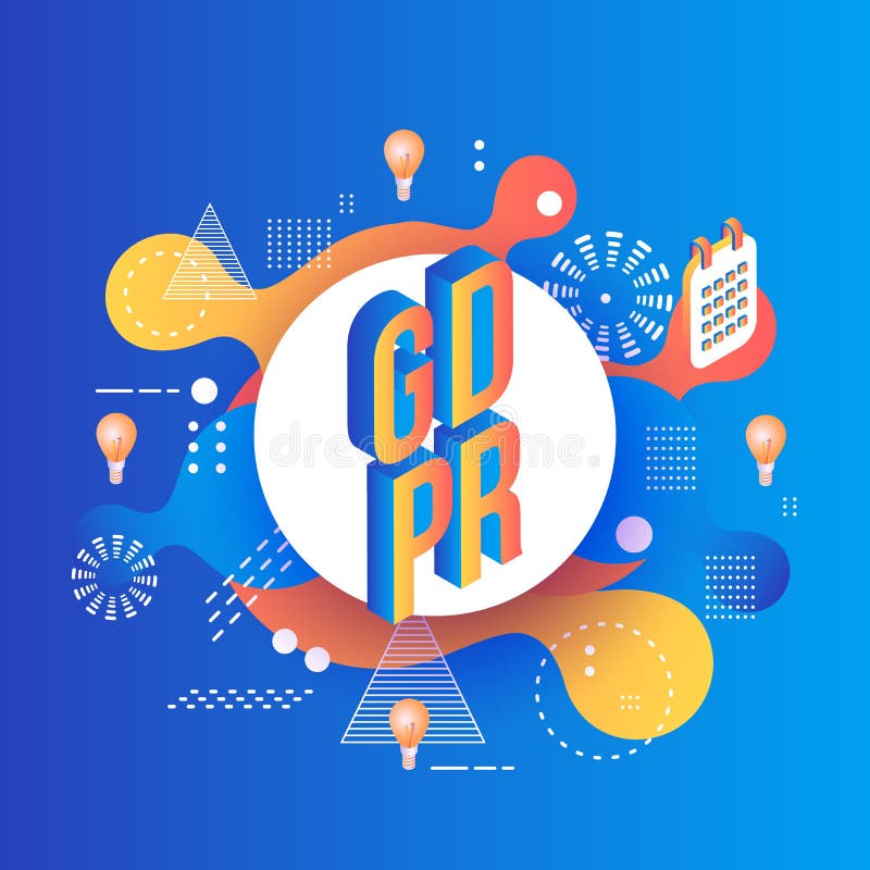 GDPR Isometric Text Design on Bright Abstract Background with Geometric ...