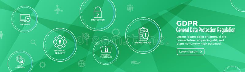 GDPR and Privacy Policy Web Banner Header & Background Stock Vector ...