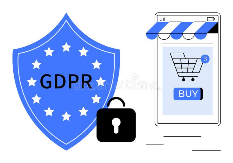 GDPR Protection in E-commerce Shopping Application with Security Features Stock Vector ...