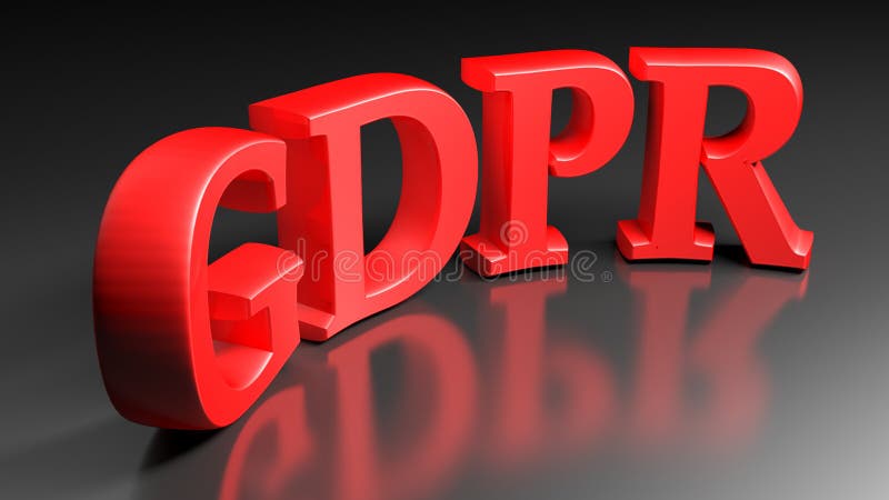GDPR Red Write on Black Glossy Desk - 3D Rendering Illustration Stock ...