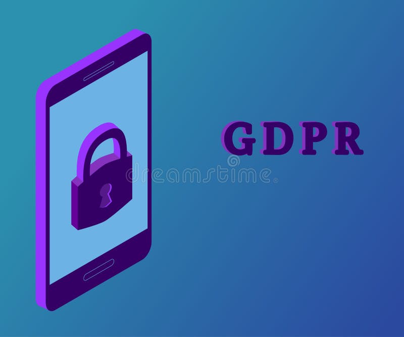 GDPR, smartphone, lock 1 stock vector. Illustration of privacy - 124251092