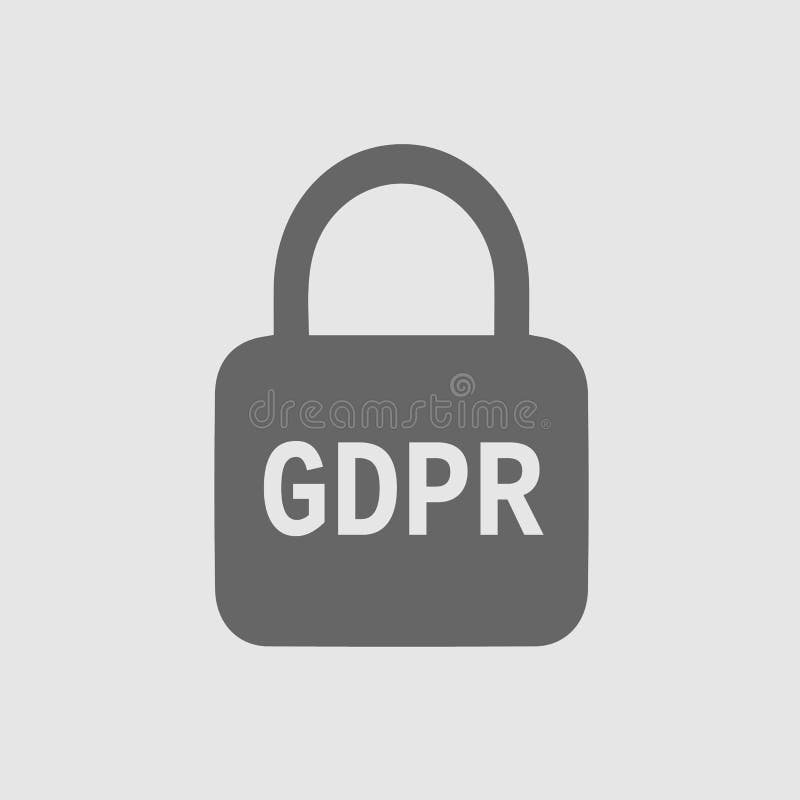 GDPR Icon With Black Lock Silhouette And Speech Bubbles With Words ...