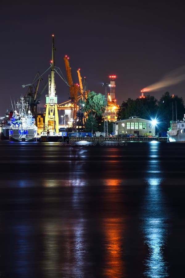Gdynia City in Poland by Night. Editorial Stock Photo - Image of ...