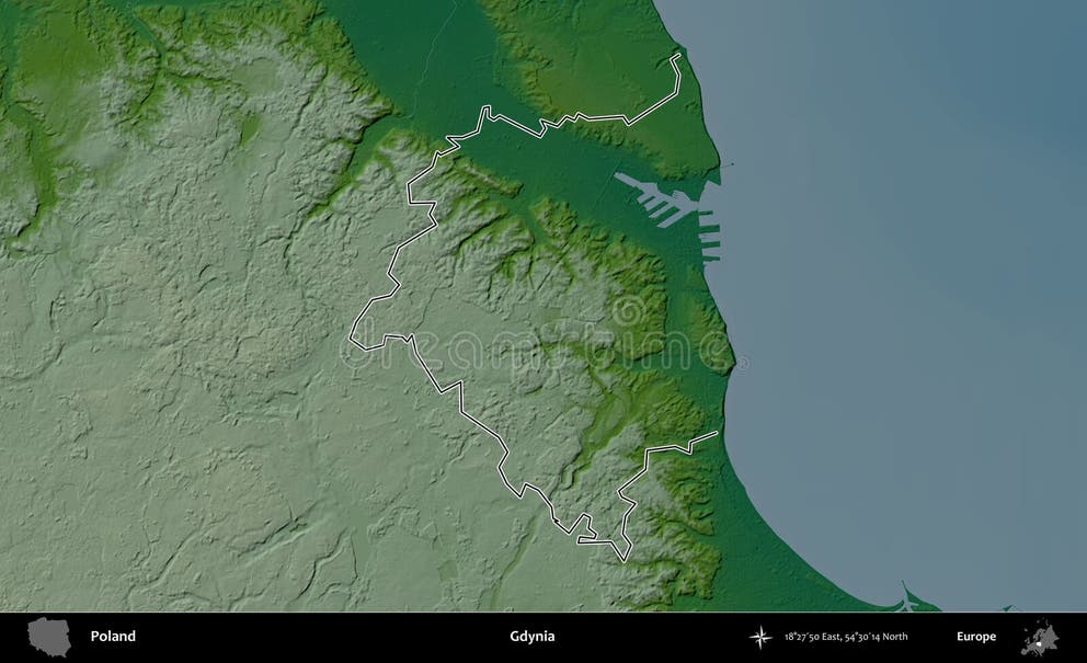 Gdynia Outlined, Poland. Physical Stock Illustration - Illustration of ...
