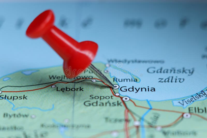 Gdynia, Poland pin on map stock photo. Image of globe - 370905270