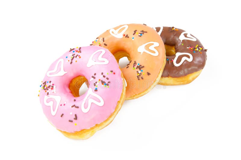 Hartvormige Donuts Geïsoleerd Stock Afbeelding - Image of baksteen ...