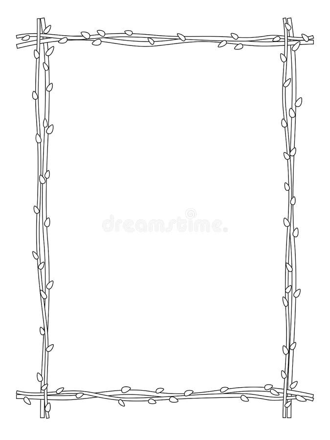 Geïsoleerd Het Kader Zwart Wit Van De Takjetwijg Vector Illustratie ...