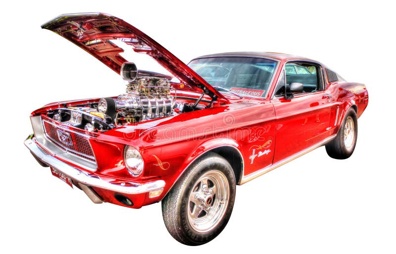 Geïsoleerd Rood Ford Mustang Op Witte Achtergrond Redactionele Foto ...