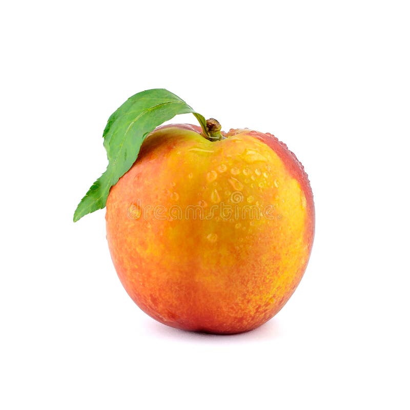 Perzik met blad stock foto. Image of geïsoleerd, groen - 40292976
