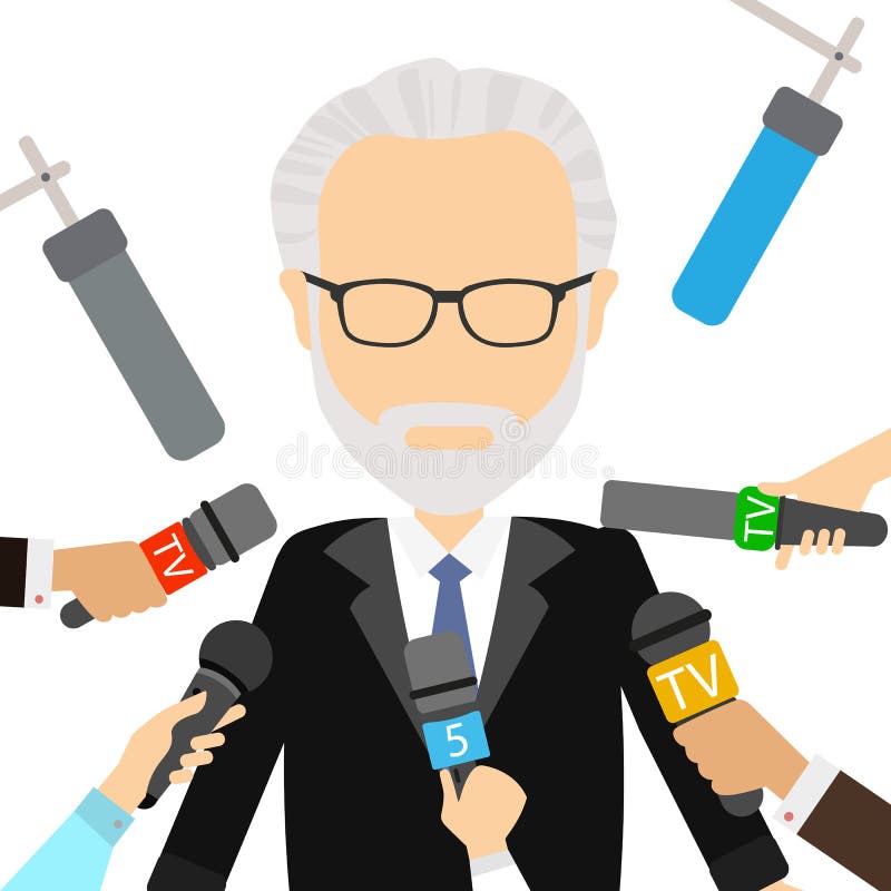 TV-verslaggeversberoep Journalist Met Een Microfoon Vector Illustratie ...