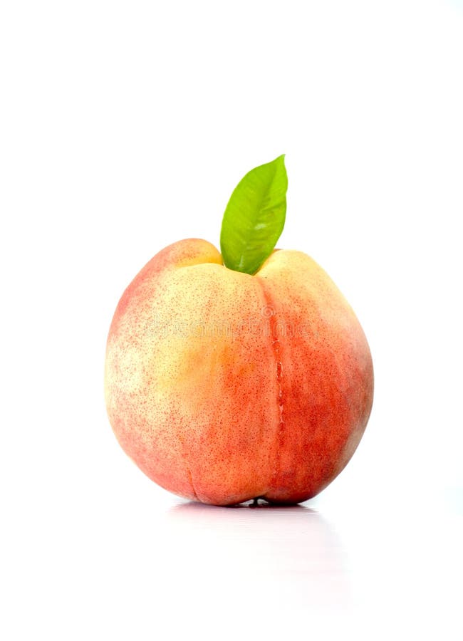 Perzik met blad stock foto. Image of geïsoleerd, groen - 40292976