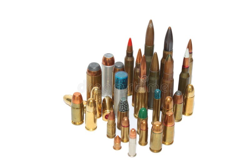 Geïsoleerdew Munitie Van Diverse Kalibers, Stock Foto - Image of ...
