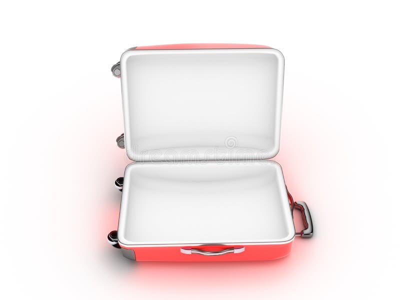 Geöffneter Koffer Auf Weißem Hintergrund Stock Abbildung - Illustration ...