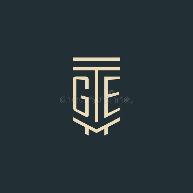 GE Initial Monogram with Simple Line Art Pillar Logo Designs Stock ...