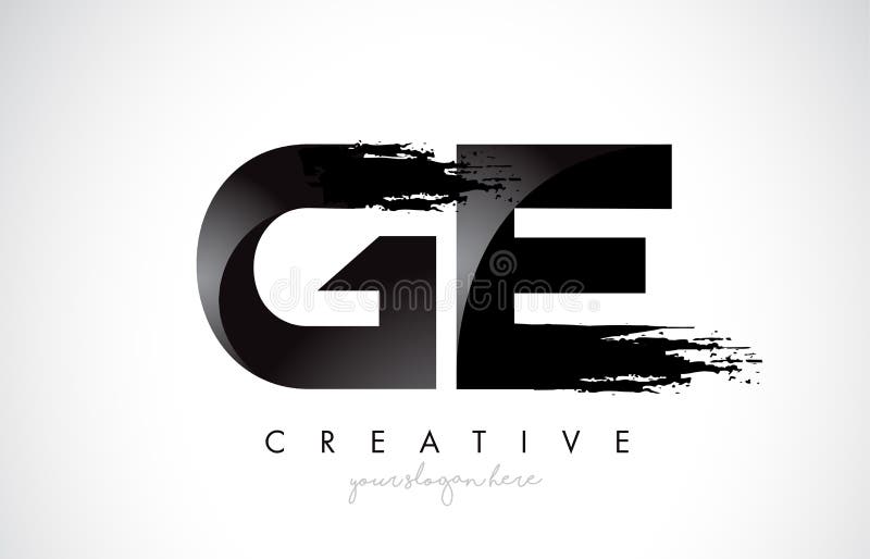 GE Letter Design with Brush Stroke and Modern 3D Look Stock Vector ...