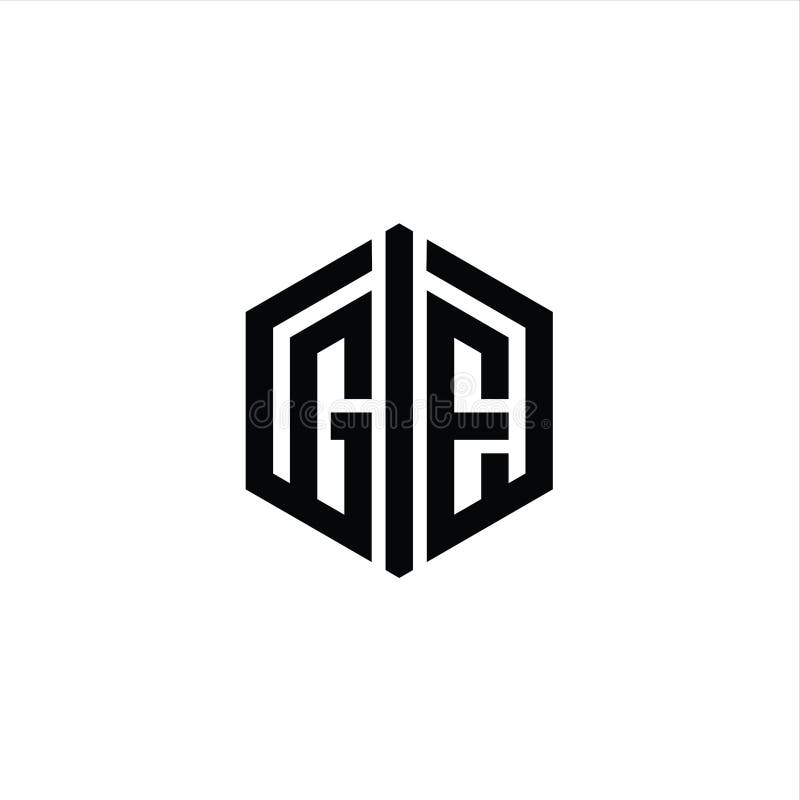GE Letter Logo Monogram Hexagon Shape with Connect Outline Design ...