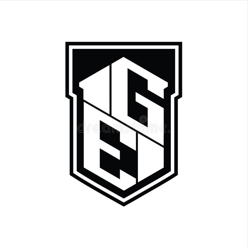 GE Logo Monogram Hexagon Geometric Up and Down Inside Shield Isolated ...