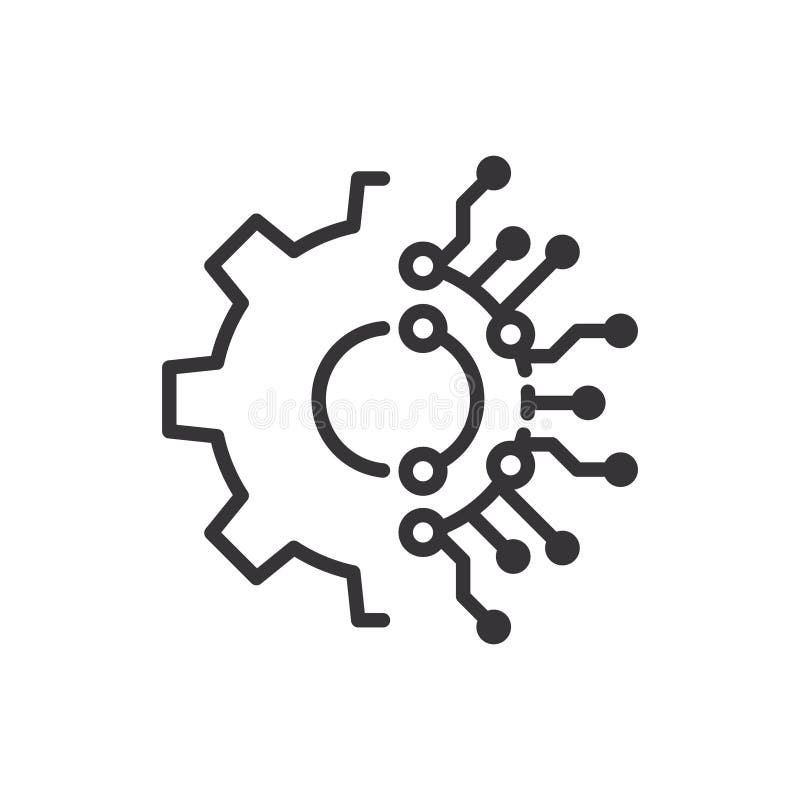 Gear AI Automation Line Icon Stock Vector - Illustration of application ...