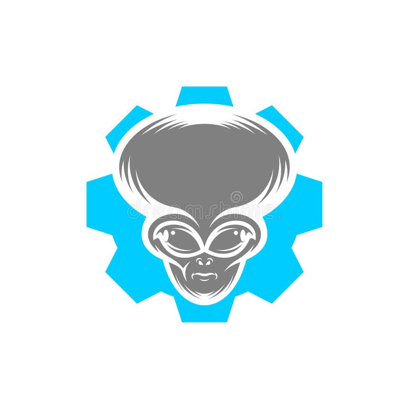 Gear Alien Logo Design Vector Illustration, Alien Design Template Stock ...