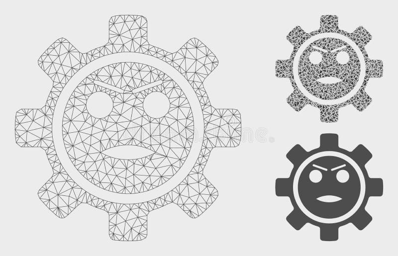 Gear Angry Smiley Vector Mesh Network Model and Triangle Mosaic Icon ... Gear Angry Smiley Vector Mesh Network Model and Triangle Mosaic Icon ...
