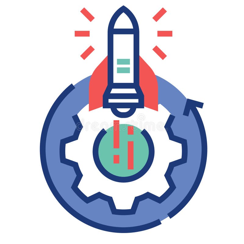 Execution Startup FlatOutline Illustration Stock Vector - Illustration ...