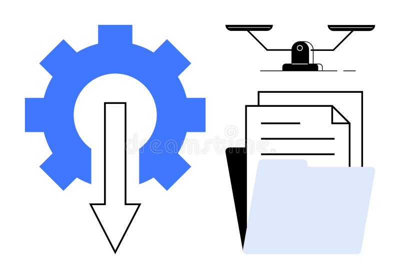 Workflow Optimization with Gear, Arrow, Document Folder, and Balanced ...