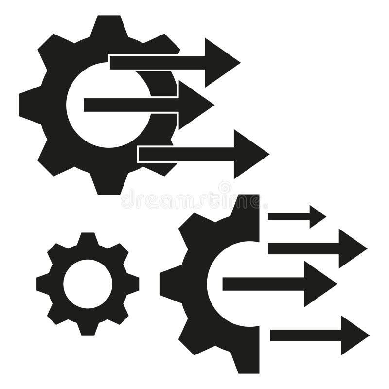 Gear with Arrows. Directional Movement Symbol. Mechanical Vector Icon ...